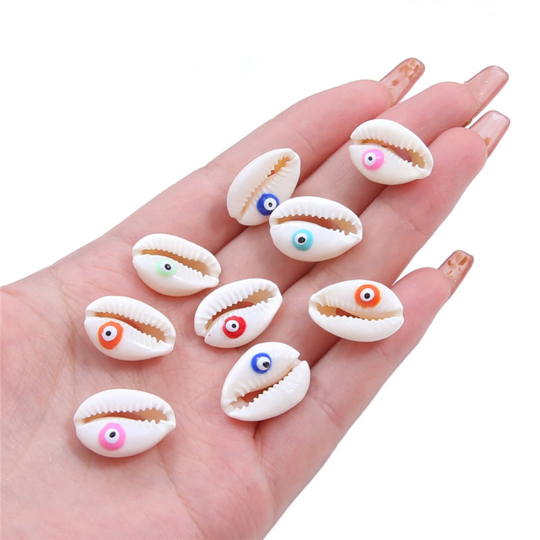 Colorful Eyes Natural Cowrie Shells - Evil Eye Sea Shells - Kauri ...
