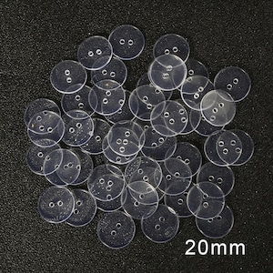 9 SIZES Clear Transparent Two Hole Buttons, Round Plastic Buttons ...