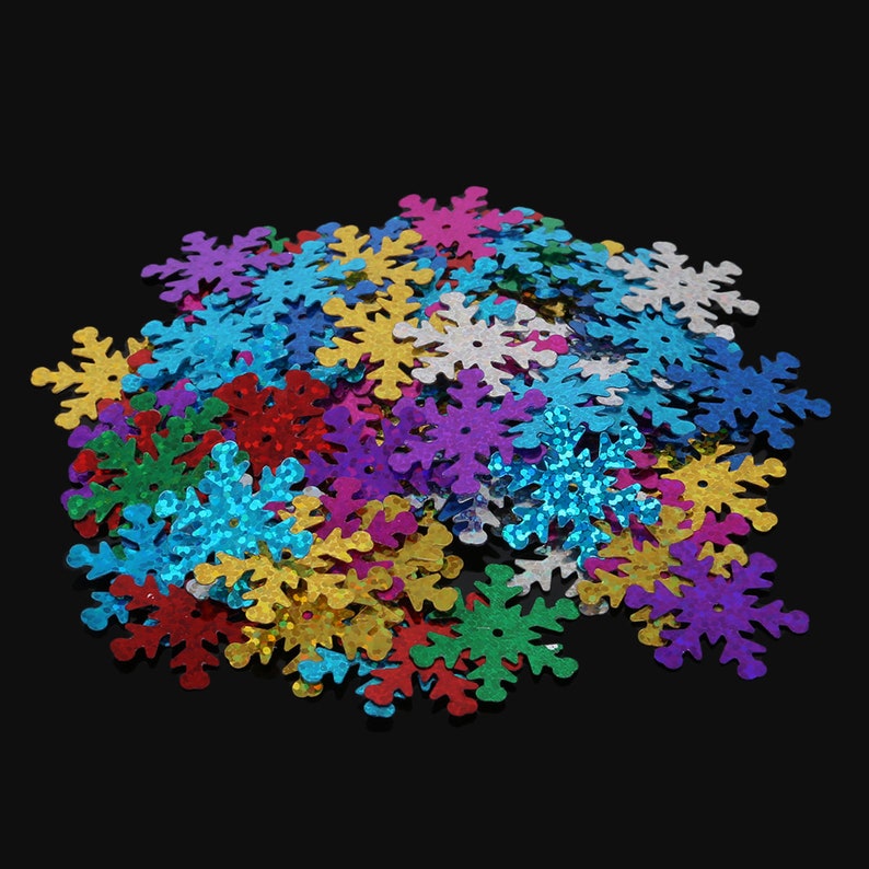 200 Mix Color Snowflake Sequins - Snowflake Paillettes - Rainbow ...