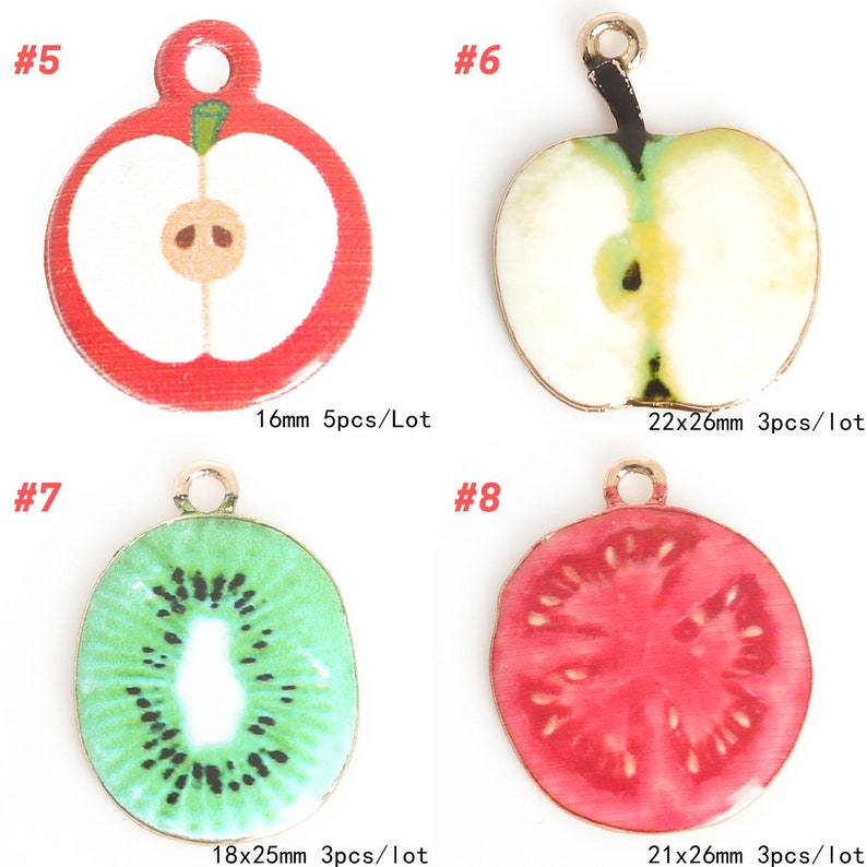 Assorted Gold Fruit Charms - Fruit Earrings Necklace - Kiwi Watermelon ...