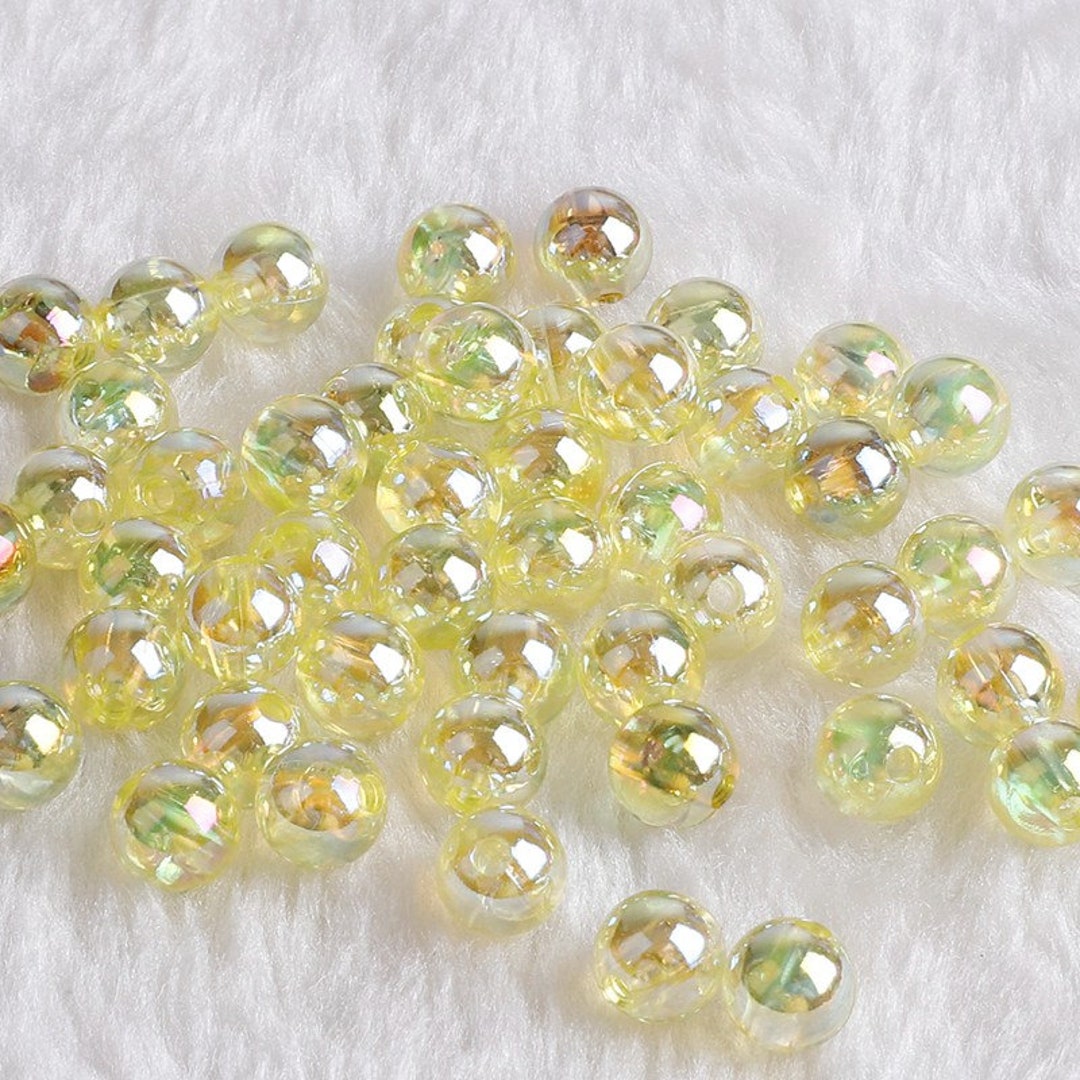 AB Transparent Yellow Acrylic Beads Iridescent Beads - Round Clear ...