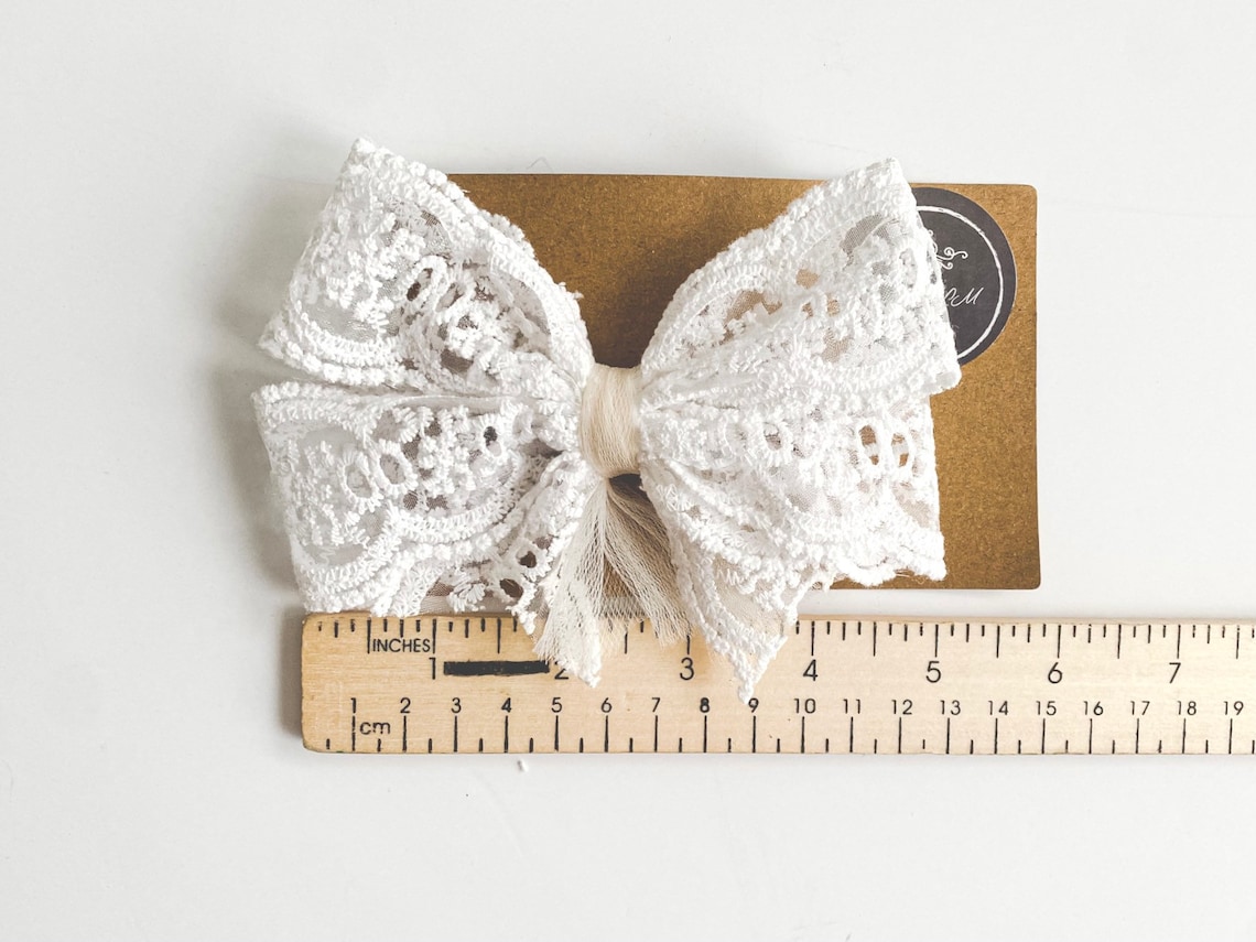 White & Ivory Lace Hair Bow - Etsy
