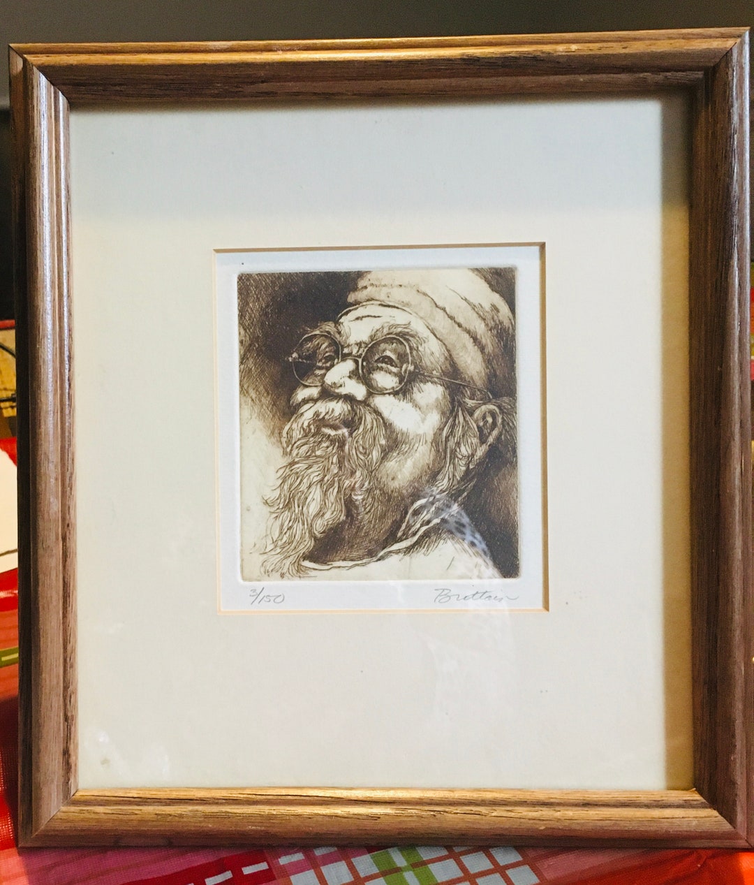 Brittain Signed Etching of an Old Man Signed 3/150 - Etsy