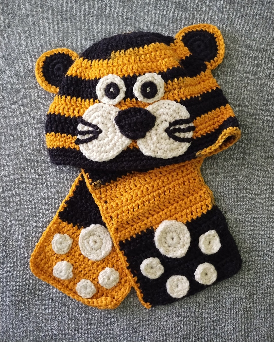 Handmade Hand Crochet Baby's Gift Tiger Hat/scarves Set 3-6M - Etsy