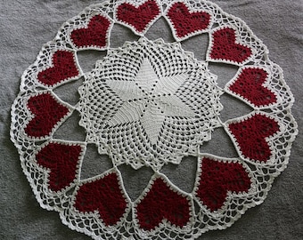 Crochet Heart Doily | Etsy