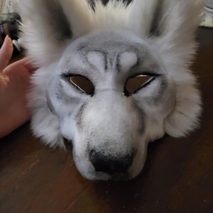 White Wolf/fox Therian Furry Mask - Etsy