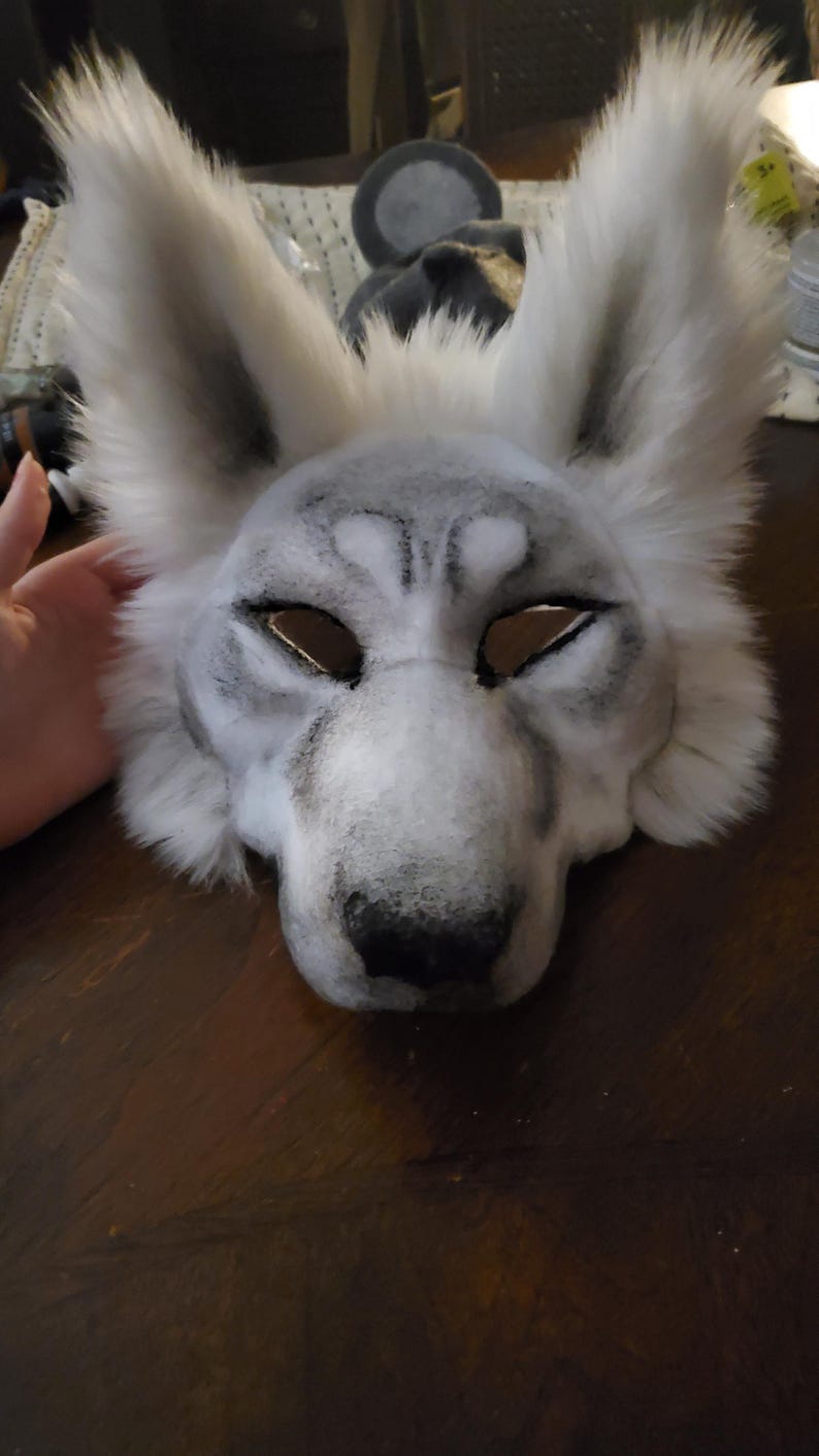White Wolf/fox Therian Furry Mask - Etsy