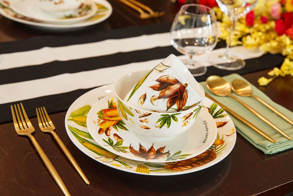 16 Piece African Ethnic Dinnerware - Service for 4 - Plates Mug Bowl ...