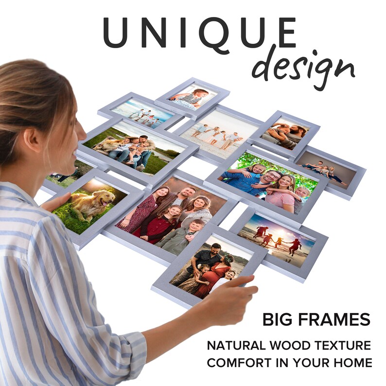 12 Openings PHOTO COLLAGE FRAME Picture Frame Collage - Etsy