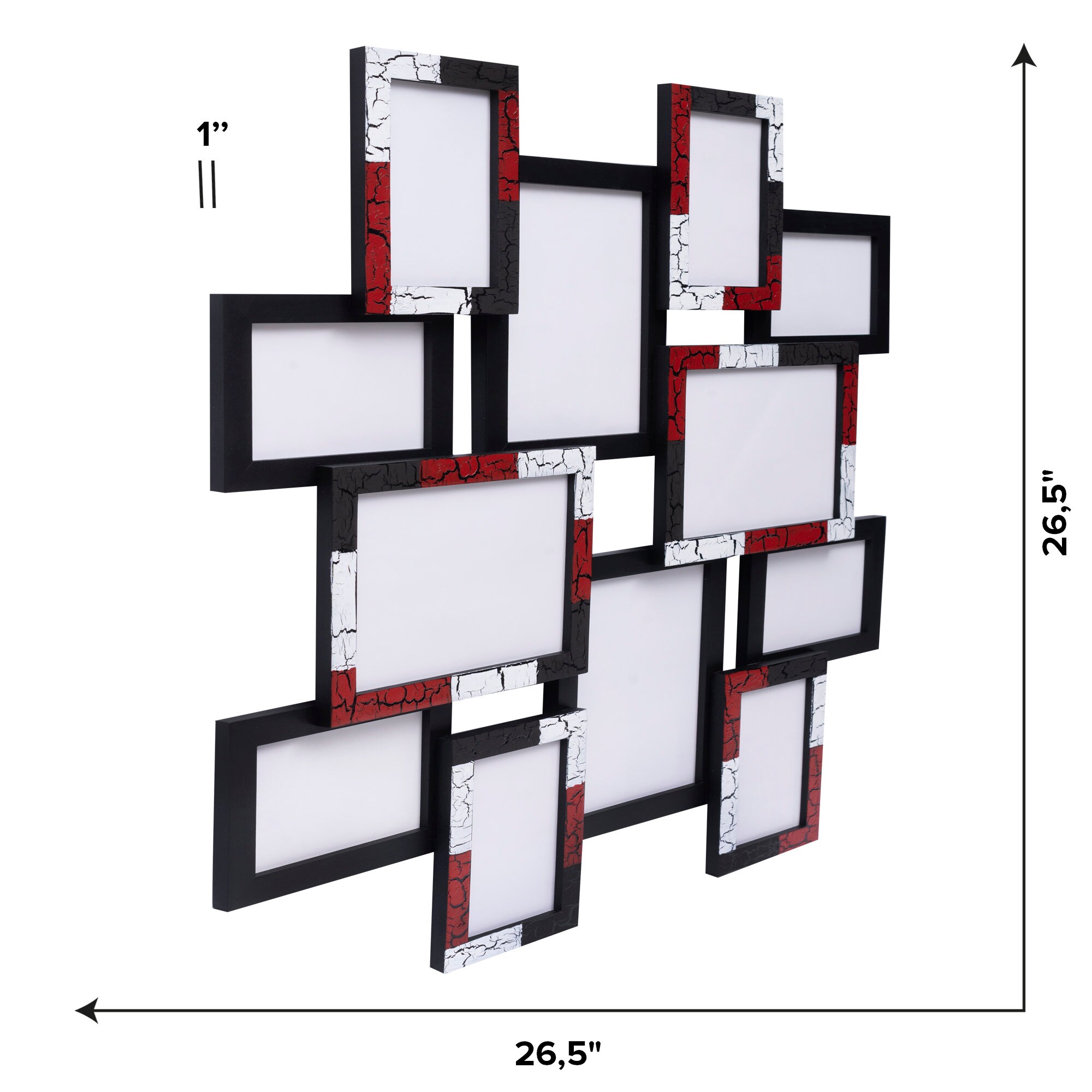 Collage Photo Frame - Photo Collage Frame - Hand Painted - Red-white ...