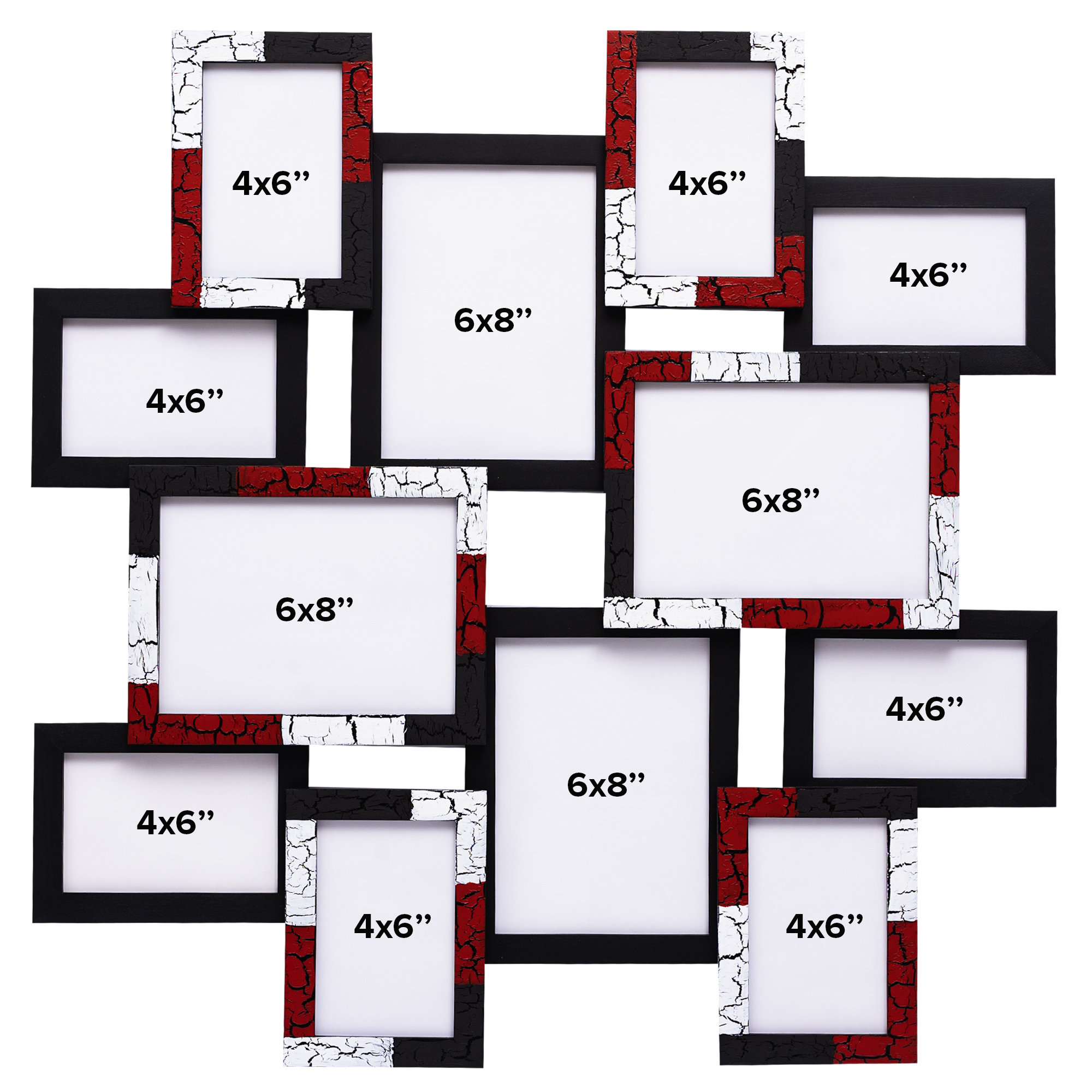 Collage Photo Frame - Photo Collage Frame - Hand Painted - Red-white ...