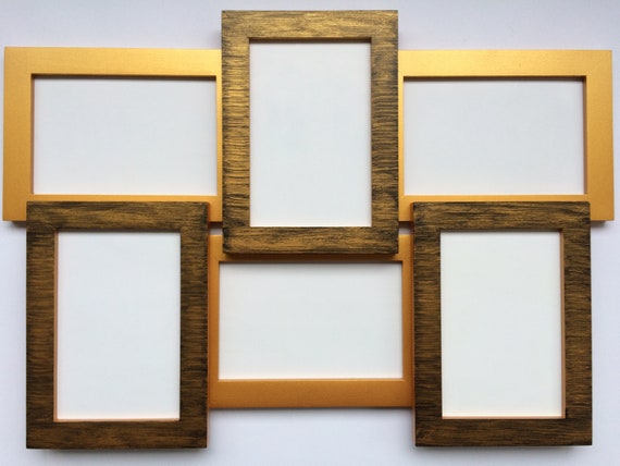 Collage picture frame 6 openings golden glow | Etsy