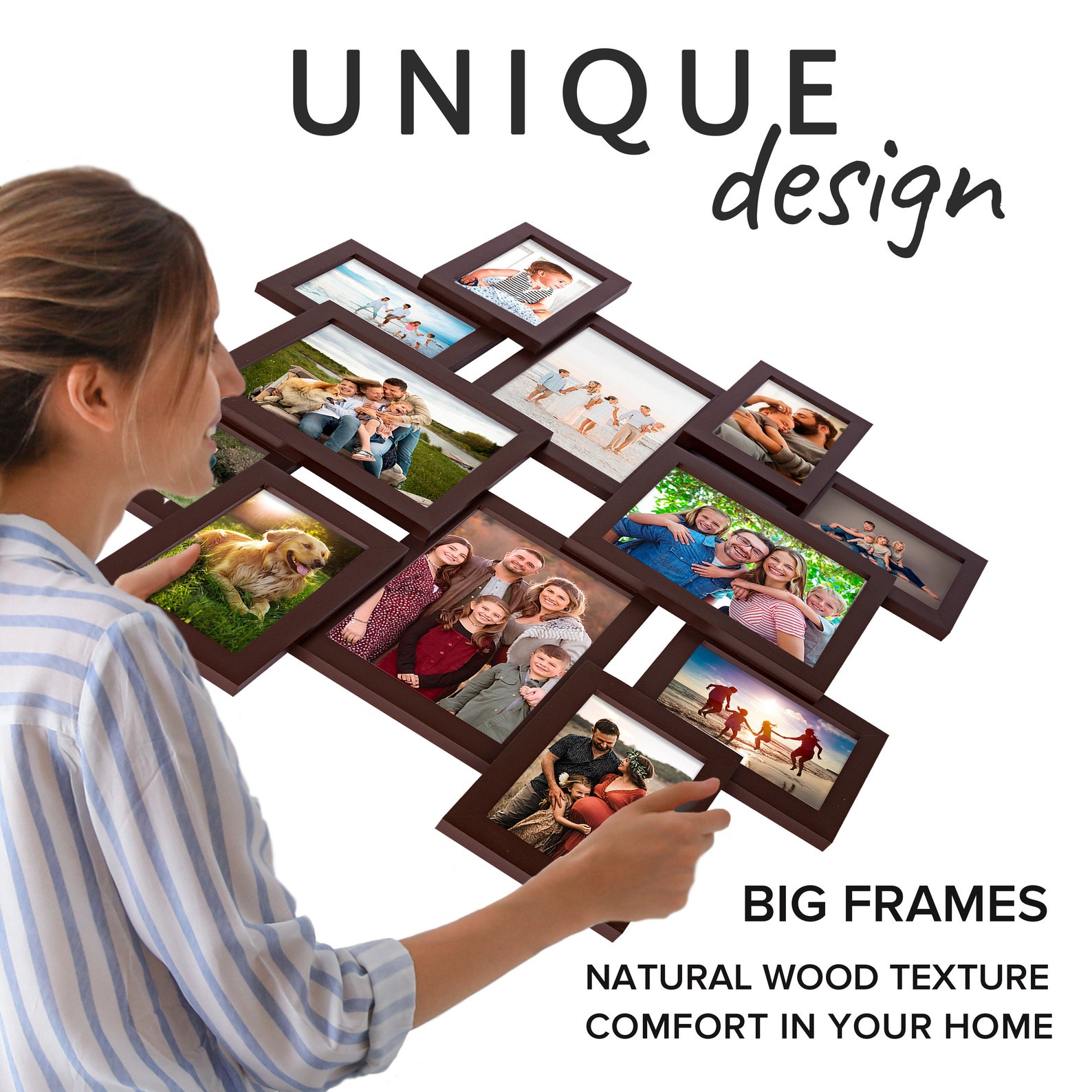 12 Openings PHOTO COLLAGE FRAME Picture Frame Collage Multiple Photo ...