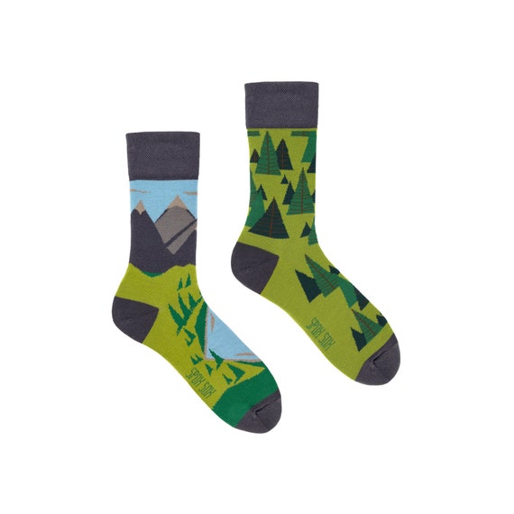 MOUNTAINS Mismatched Colorful Socks Colourful Socks - Etsy