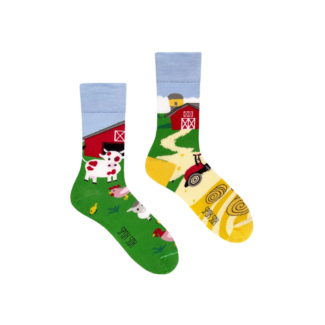 Mismatched Farm Animal Socks | Fun Colorful Crew Socks - Etsy
