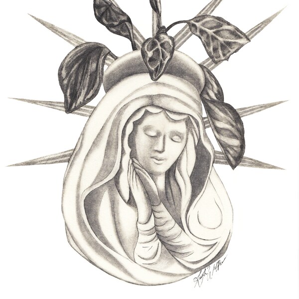 Virgin Mary Pencil Drawing - Etsy