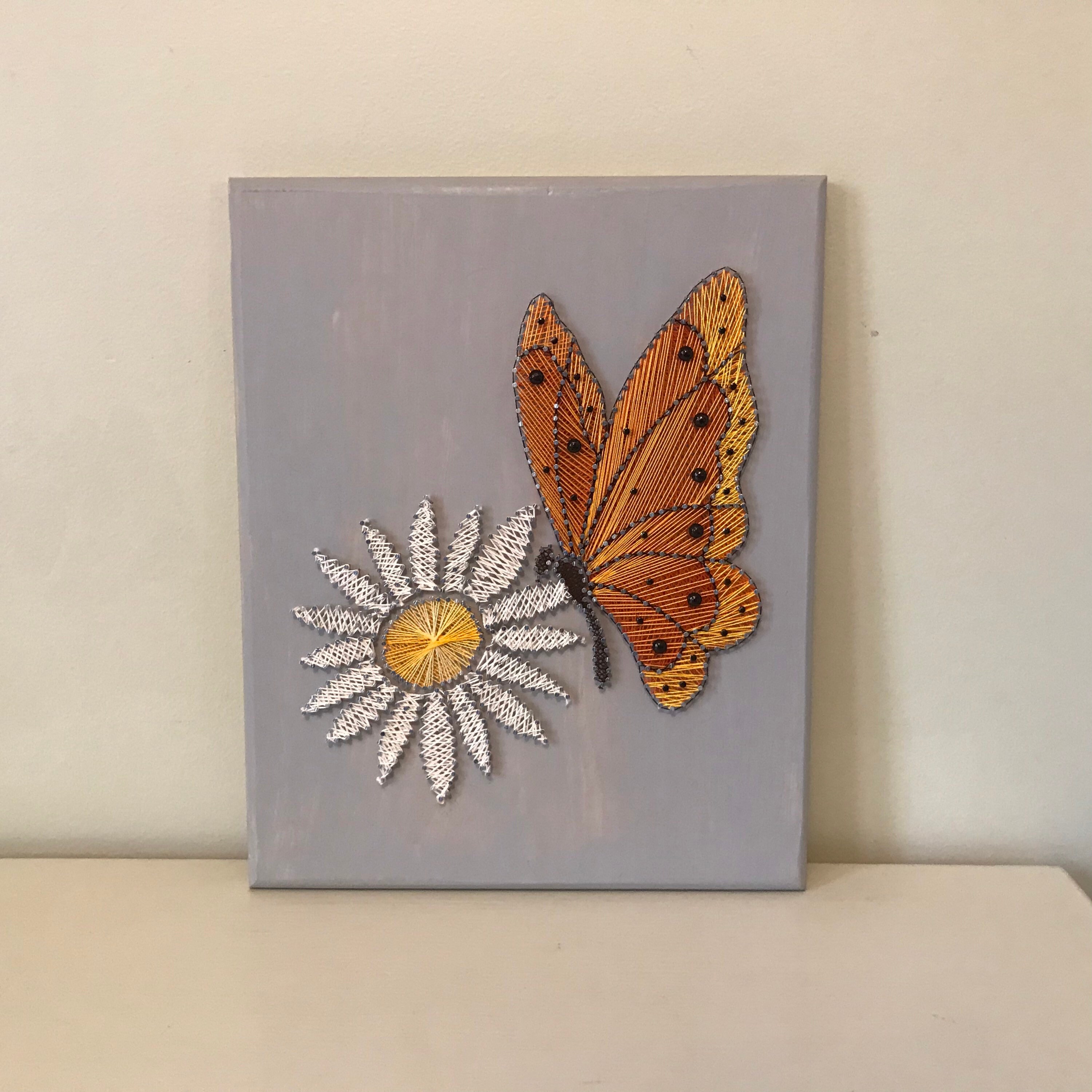 Flower & Butterfly butterfly Flower Wall Decor String Art - Etsy