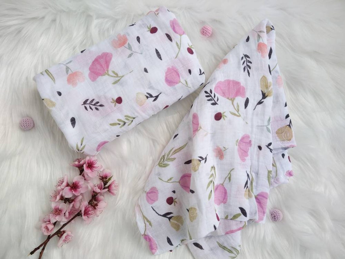 Baby Muslin Swaddle Floral Baby Blanket Muslin Burp Cloth - Etsy