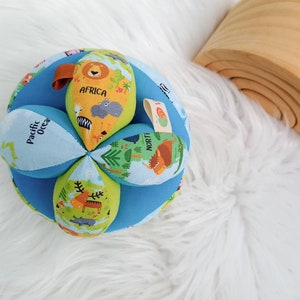 World Map Montessori Puzzle Ball, Cloth Toy for Babies, Gripping Ball ...
