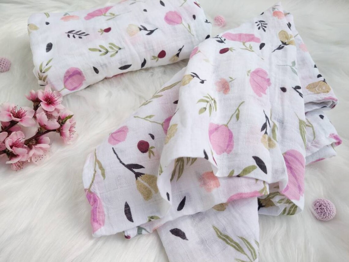 Baby Muslin Swaddle Floral Baby Blanket Muslin Burp Cloth - Etsy