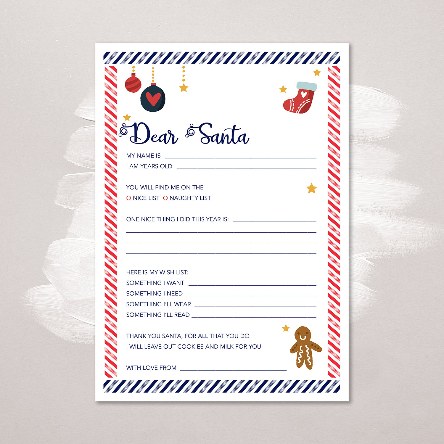 Carta de Santa imprimible Querido Santa Carta a Santa - Etsy México