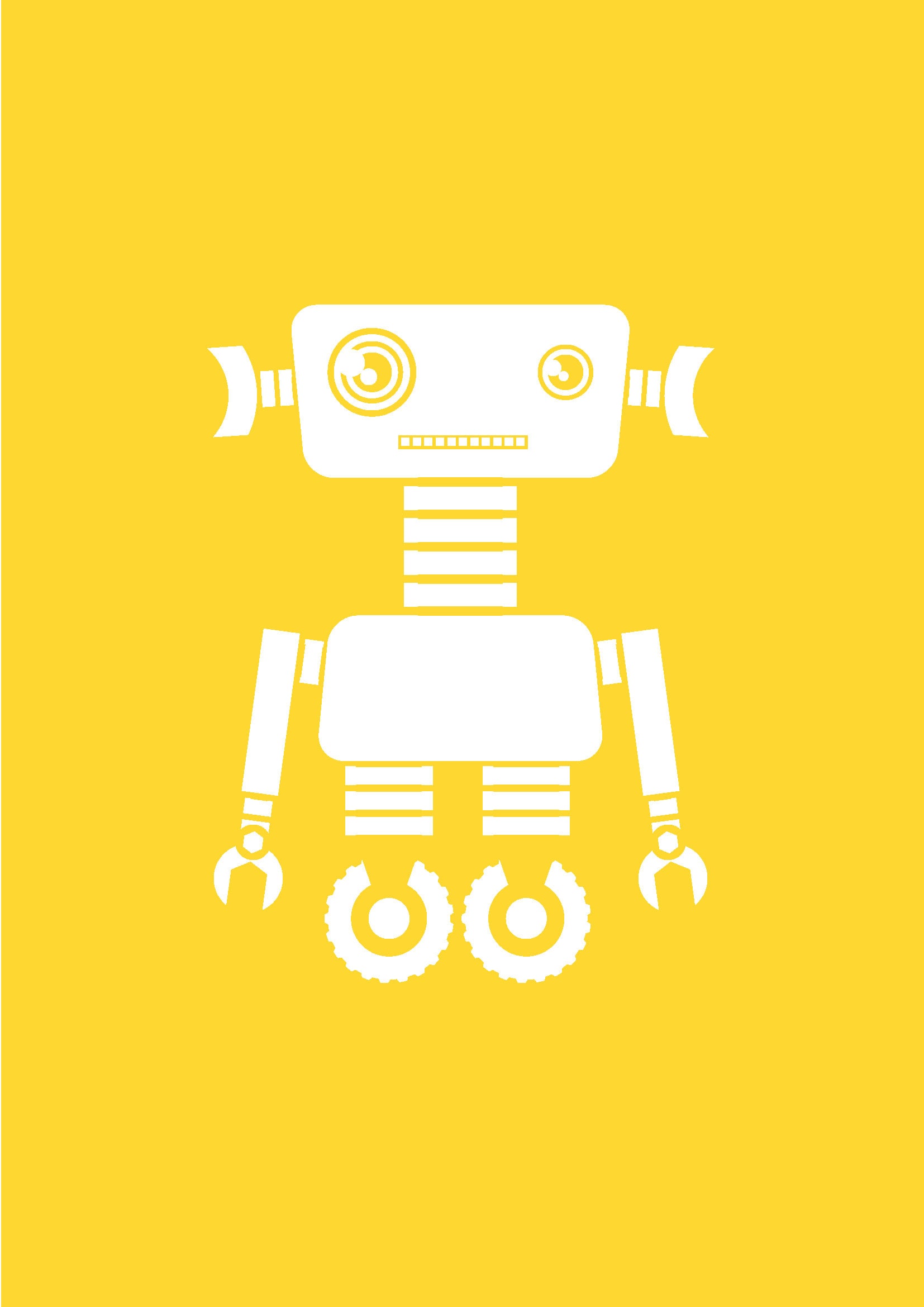 Set of 4 Teal Purple Red Yellow Robot Print A4 Instant | Etsy