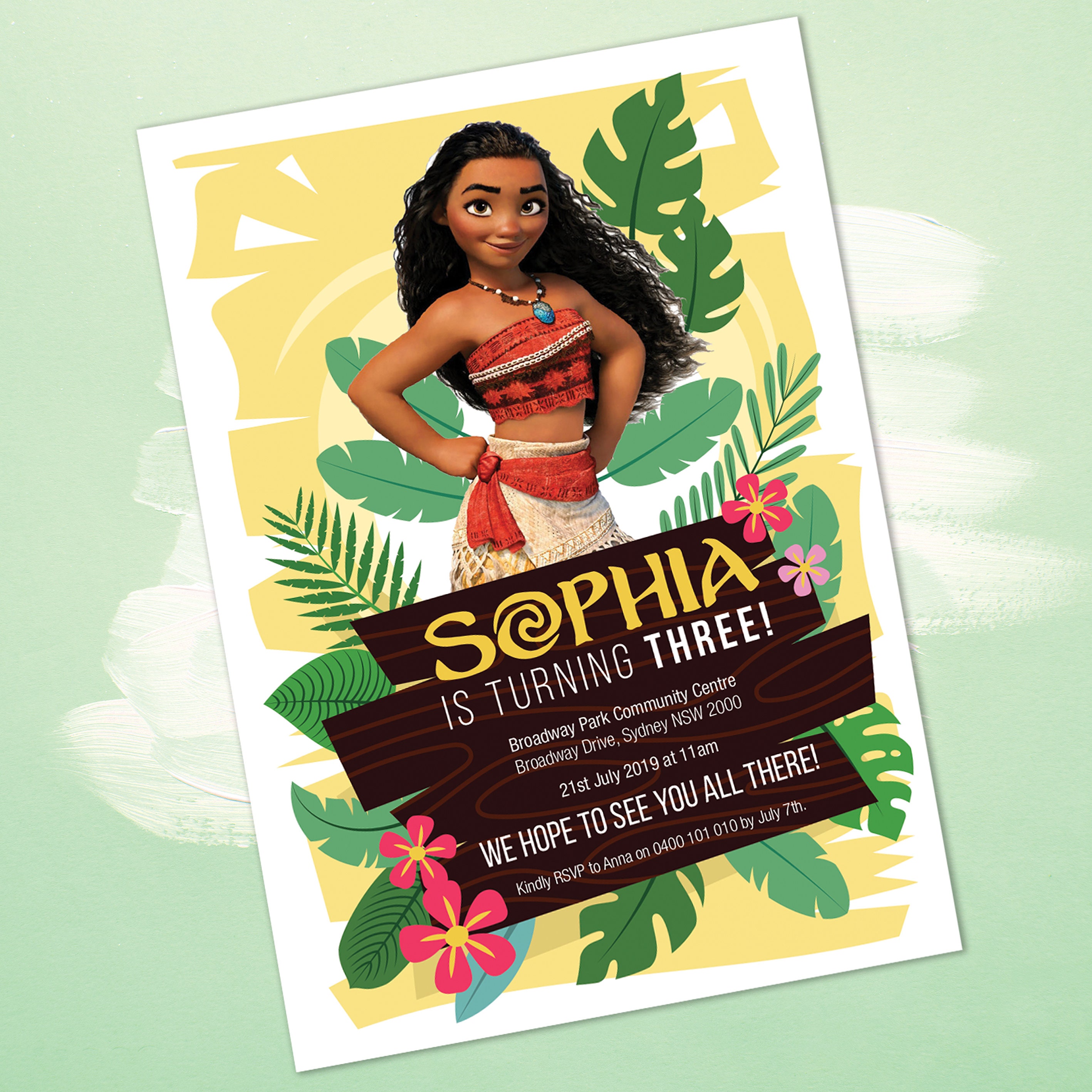 Invitación de cumpleaños de Moana Descarga instantánea - Etsy España