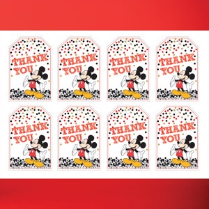 Mickey Mouse Thank You Tag, Mickey Mouse Theme Thanks, Birthday Thank ...