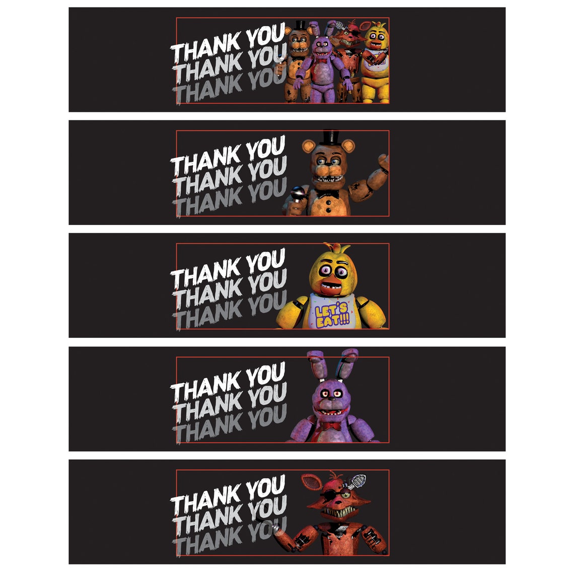 Five Nights at Freddys water bottle labels FNAF Birthday | Etsy