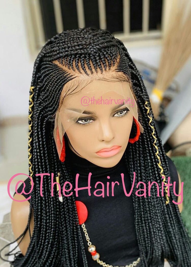 Middle VEE Full Lace Front Flat Cornrows Braided Wig With Baby - Etsy