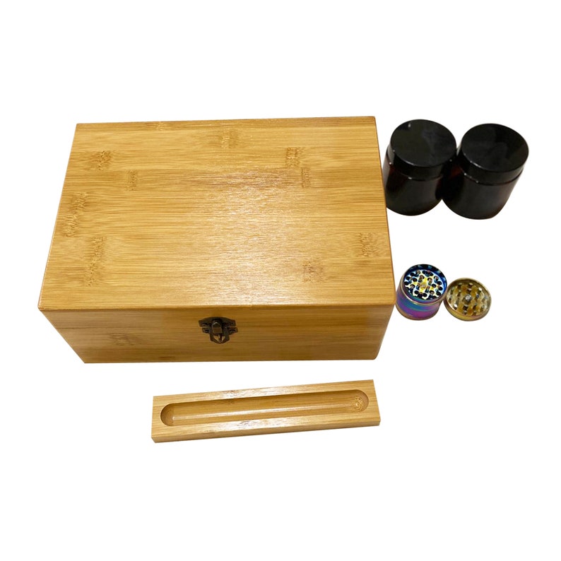 Large Locking Stash Box Combo Wooden Stash Box With Rainbow Herb ...