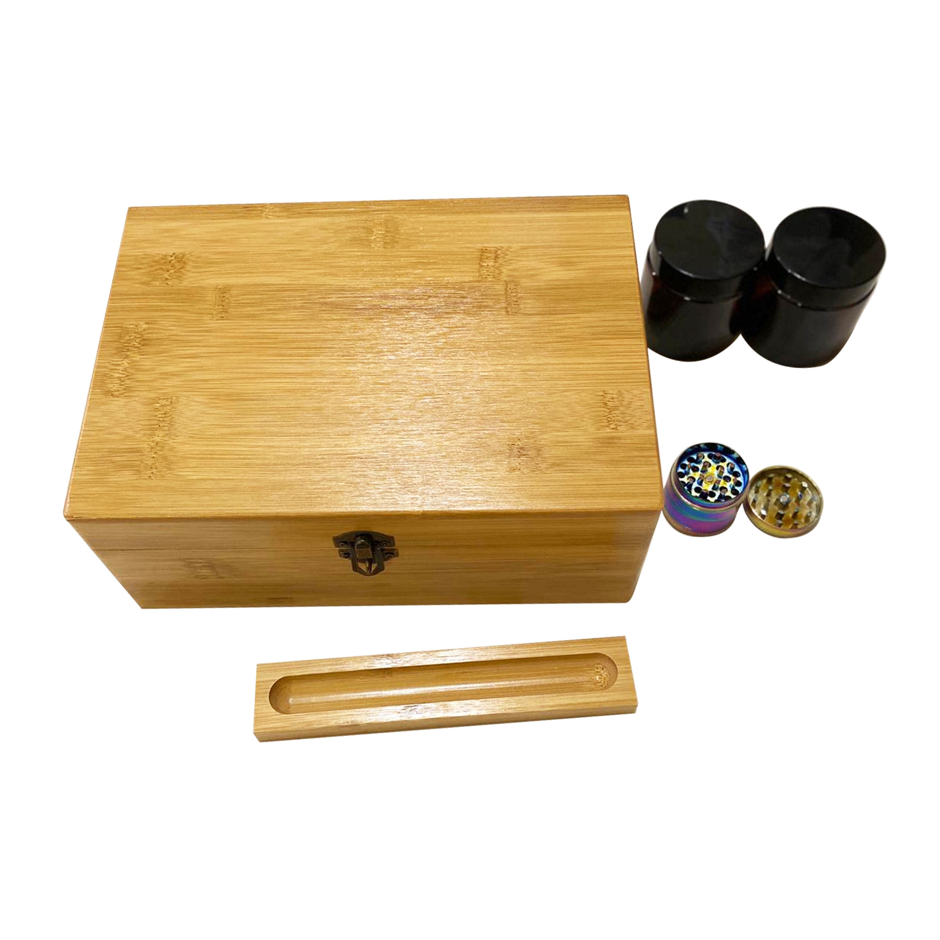Large Locking Stash Box Combo Wooden Stash Box With Rainbow Herb ...