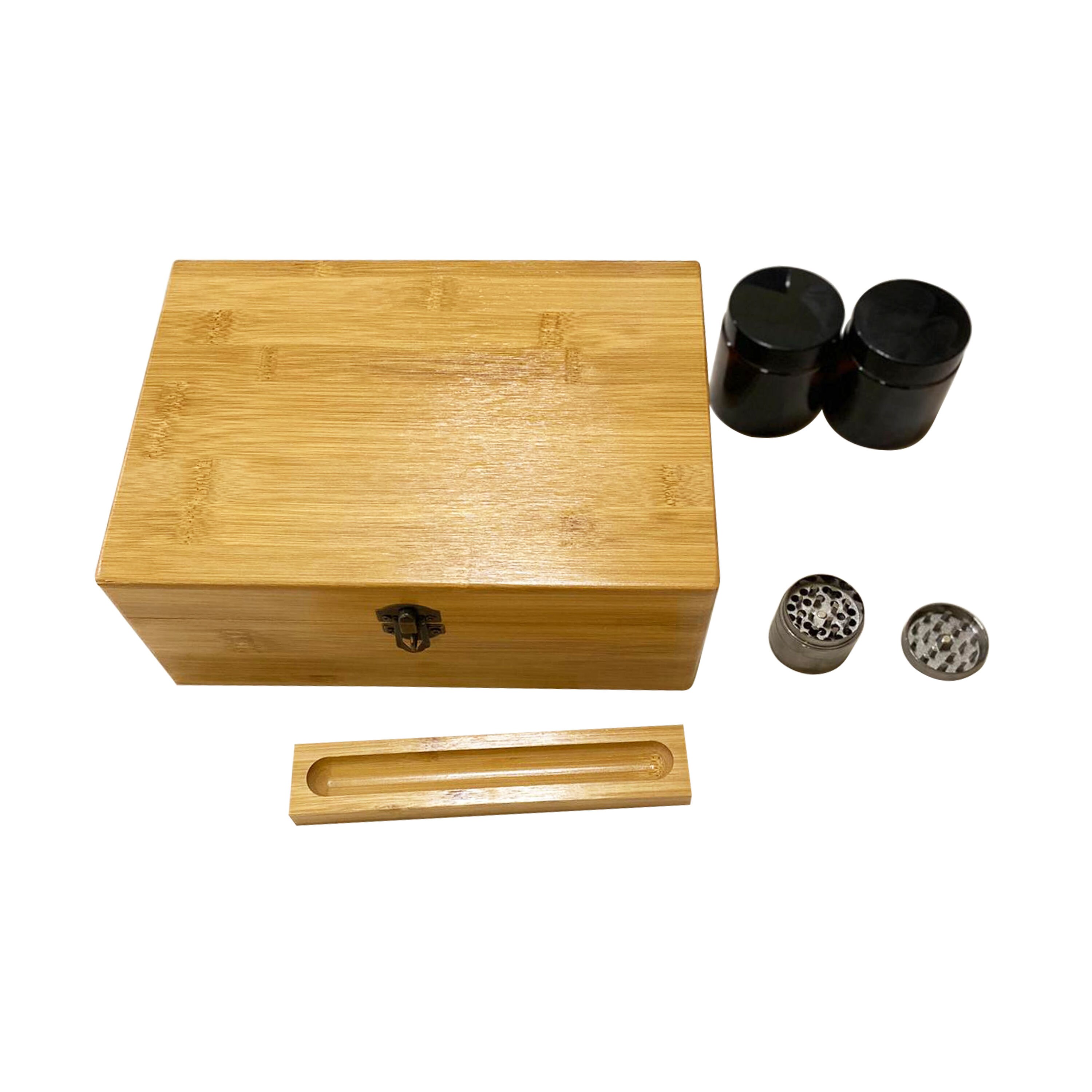 Large Locking Stash Box Combo Wooden Stash Box With Silver Herb Grinder ...