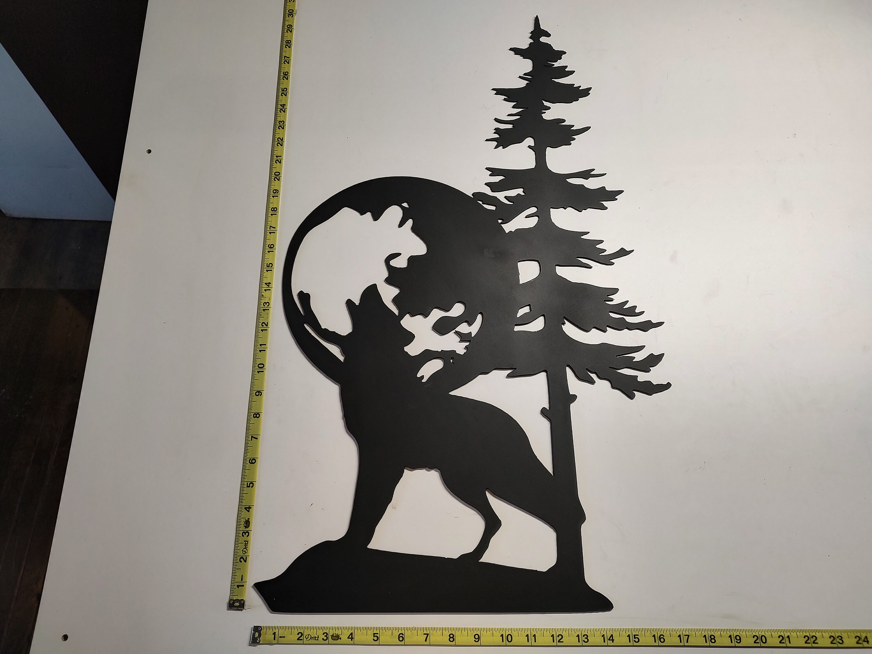 Wolf Howling in Moon 30"x18" Plasma Cut Metal Art CNC - Etsy