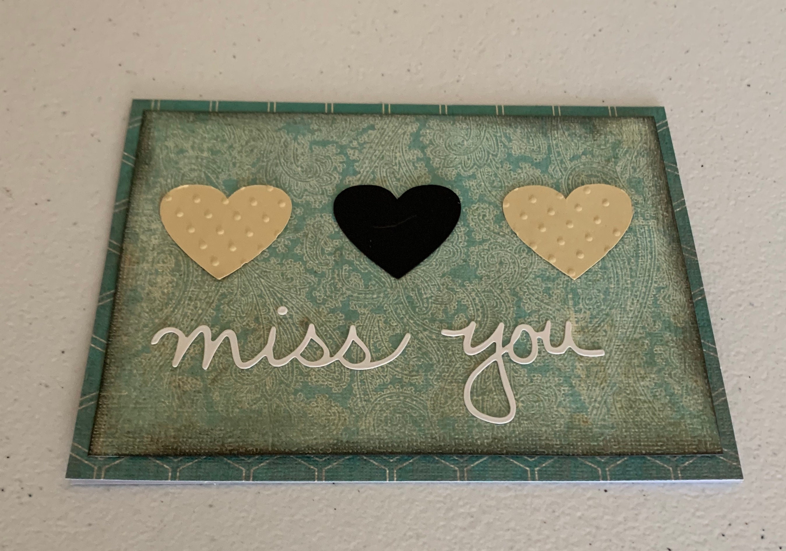 Miss You Handmade Blank Embossed Greeting Card - Etsy UK