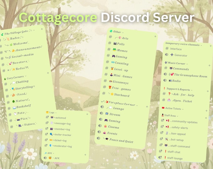 Cottagecore Themed Discord Server Template for Studying, Twitch ...