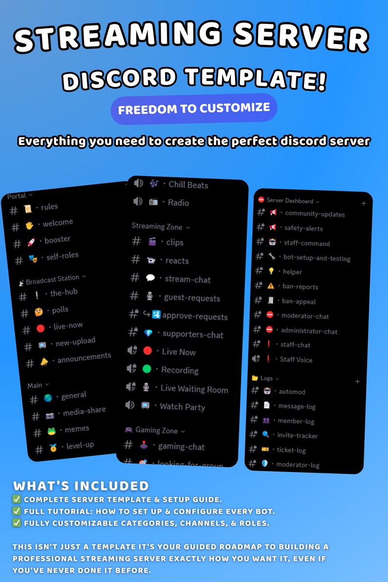 Streaming Discord Template | Bot Configuration Guide | Twitch - Kick ...