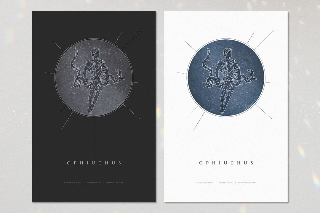 Ophiuchus Constellation | Zodiac Sign Poster/art Print (11” X 17”, Dark ...