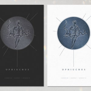 Ophiuchus Constellation Zodiac Sign Poster/art Print 11 X 17, Dark ...