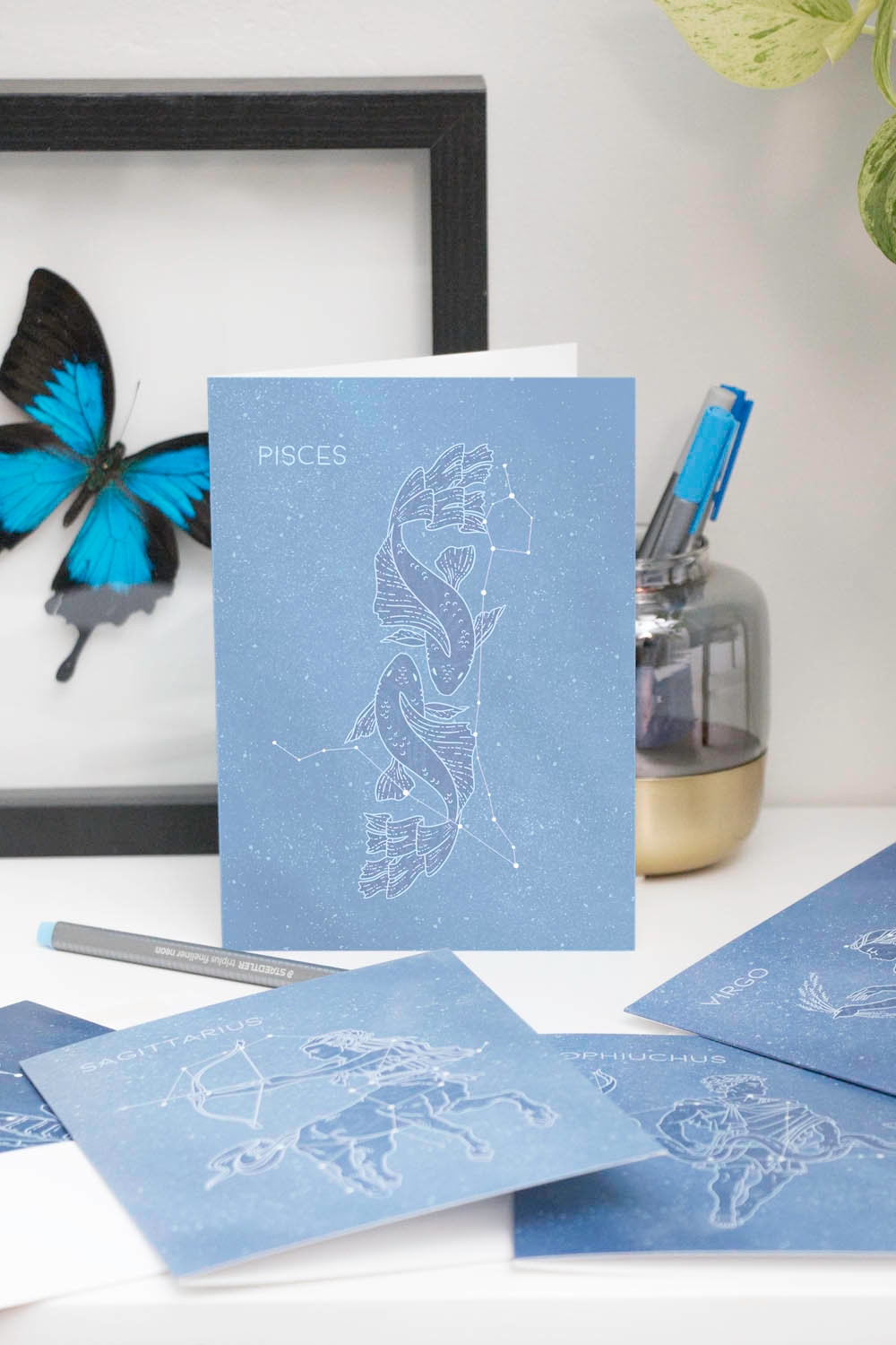 Pisces Constellation / Sign Zodiac Birthday / Greeting Card A7 Size, 5 ...