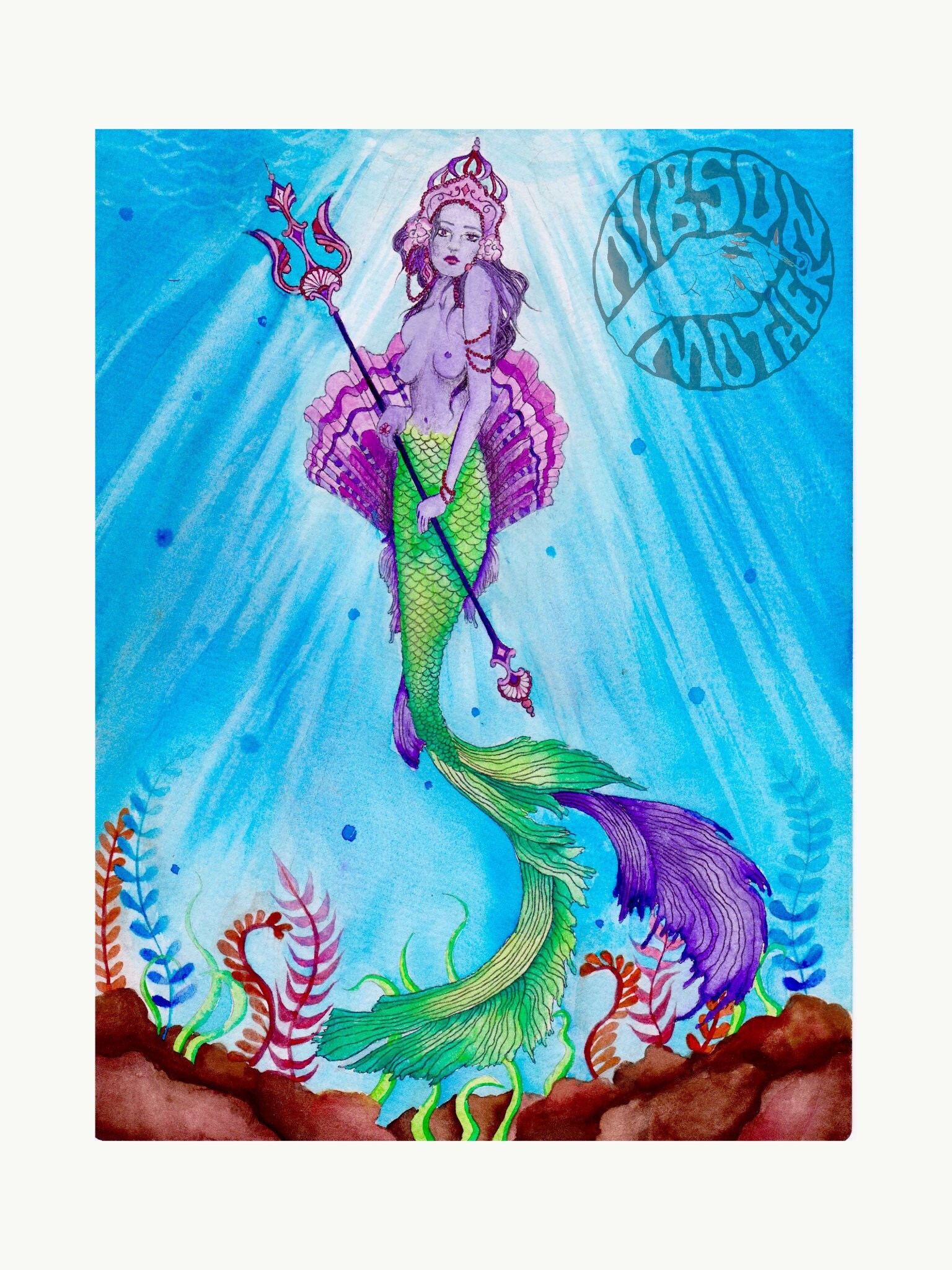 Neptune Valley Mermaid Watercolour Ocean Painting Art | Etsy