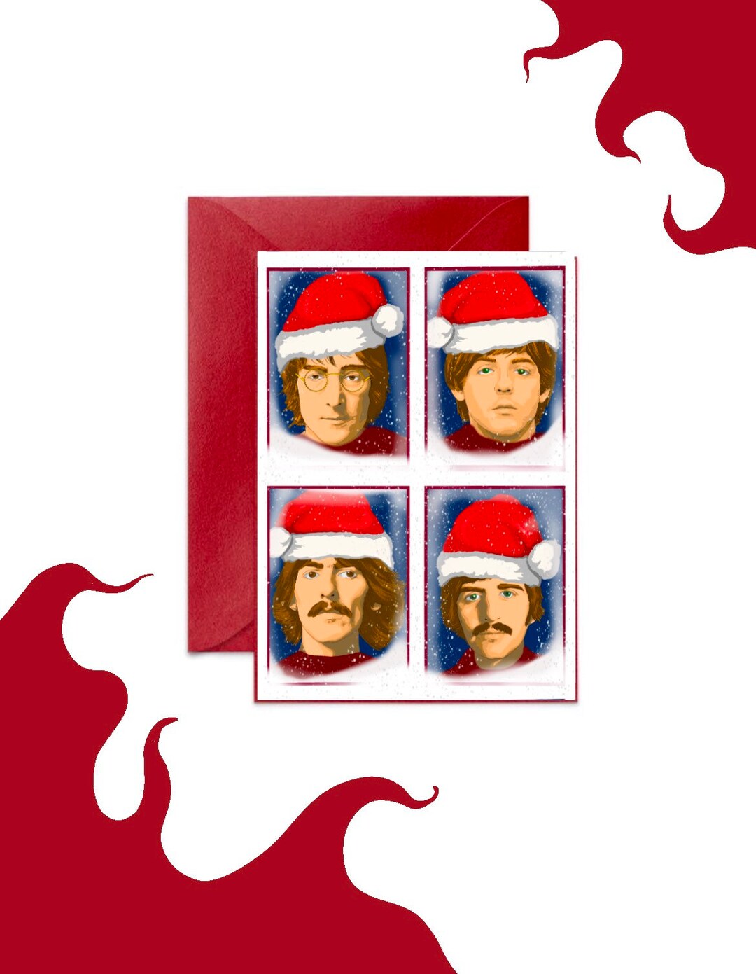 THE BEATLES Inspired Christmas Card - Handmade Music Greeting Card - Etsy