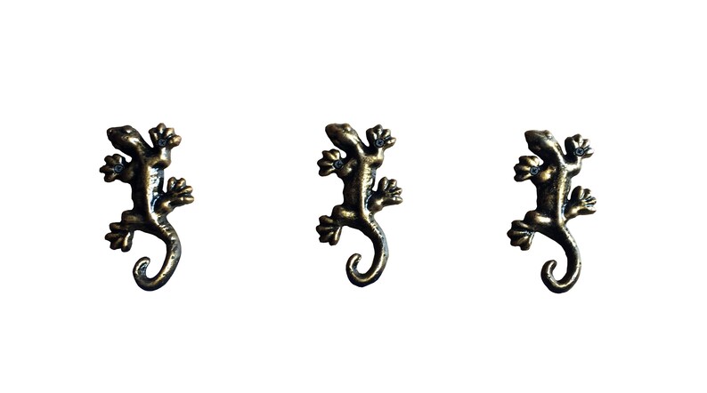 Three Geckos Cast Metal Wall Decor Home Decoration 3 Lizards Set of ...