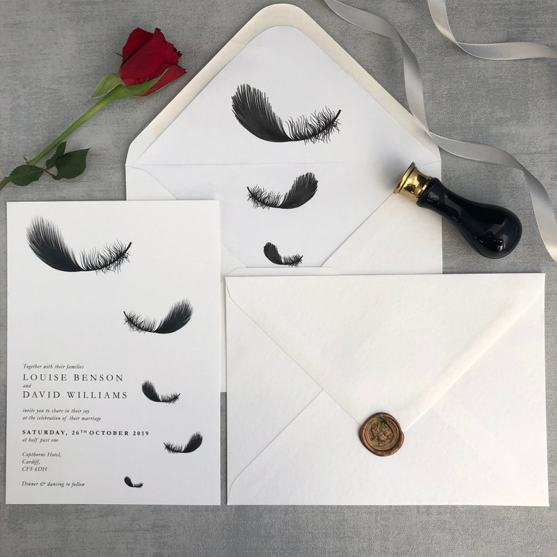 Feather Invitation - Etsy