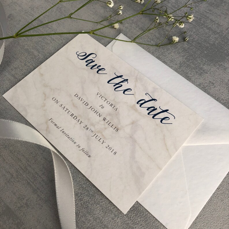 Classical Marble Wedding Invitation Luxury elegant flat | Etsy