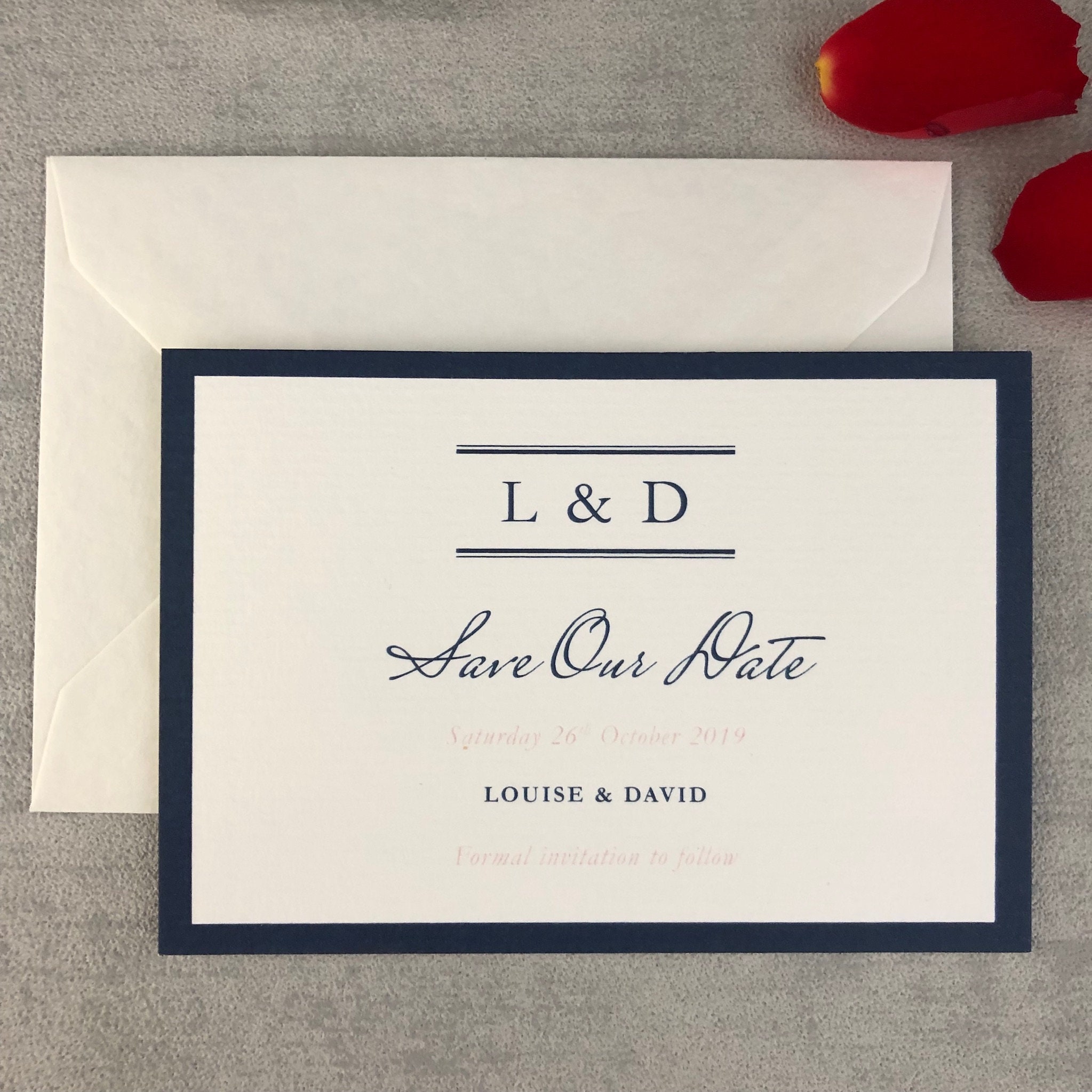 Modern Classic Wedding Invitation Luxury Elegant Navy and - Etsy UK