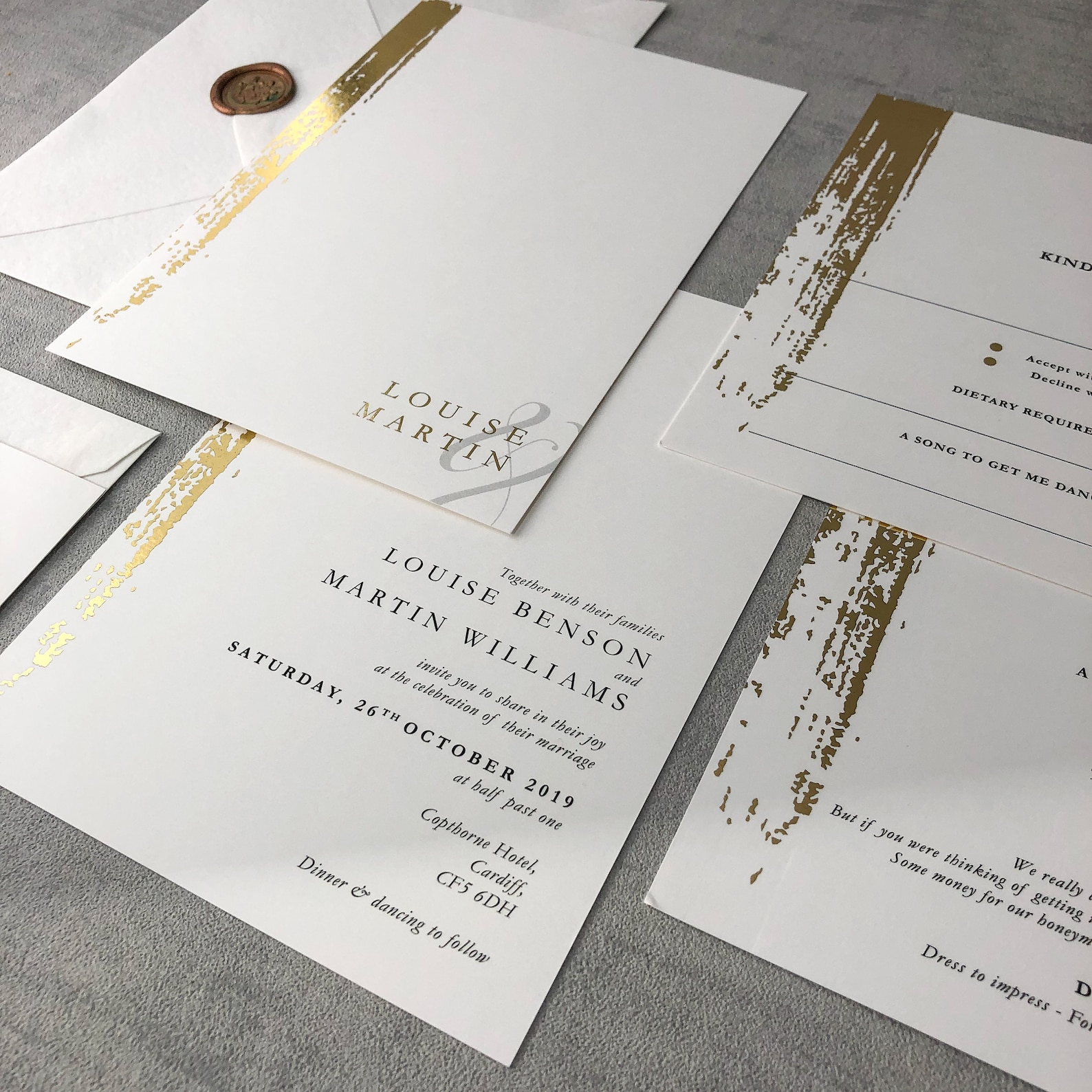 Gold Foil Wedding Invitation Luxury Elegant Flat Wedding | Etsy