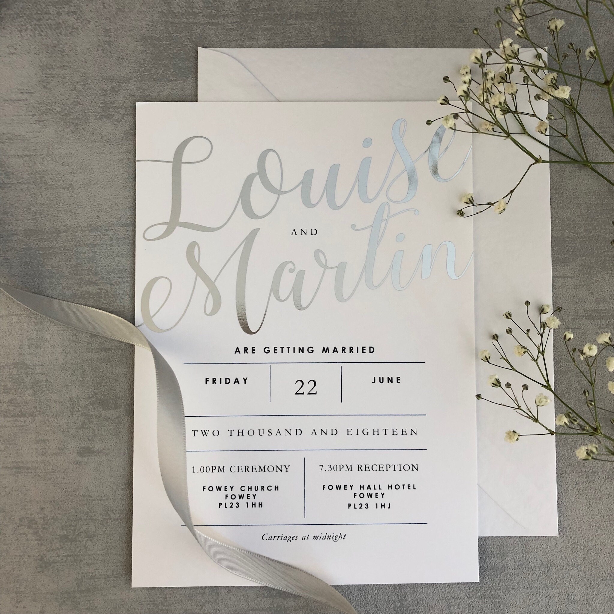 Silver Foil Wedding Invitation Luxury Elegant Flat Wedding - Etsy UK