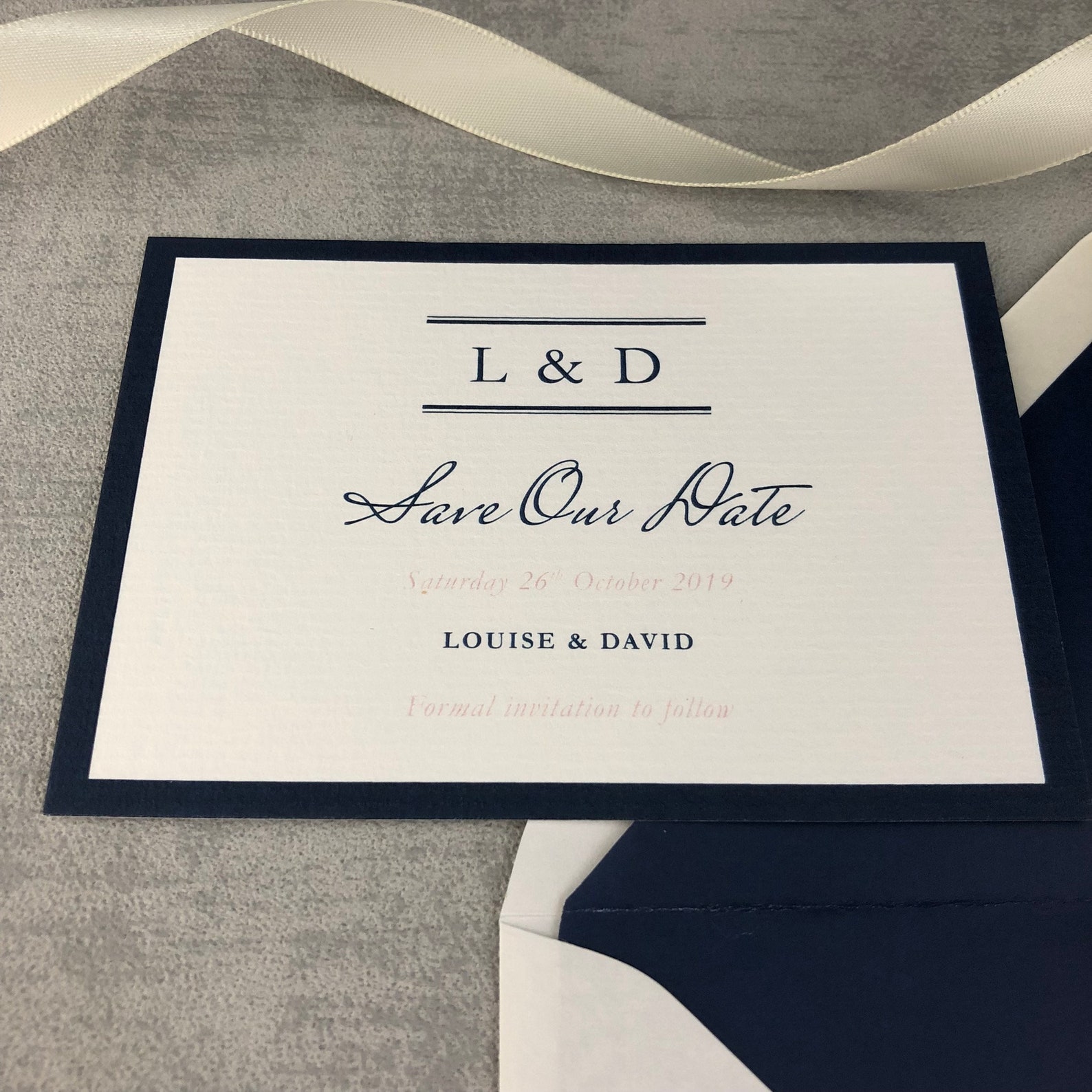 Modern Classic Wedding Invitation Luxury Elegant Navy and - Etsy