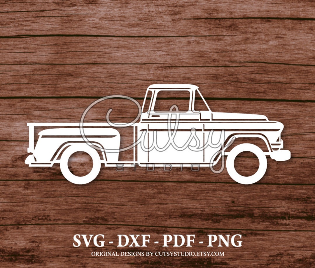 SVG Vintage GMC-100 1955 Pickup Truck Silhouette Cut Files Designs ...